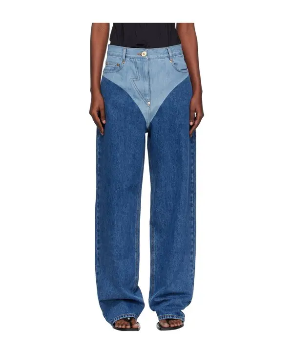 PUSHBUTTON Wide-leg Jeans With Belt Loops - Blue