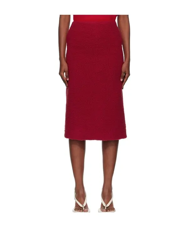 PUSHBUTTON Patchwork Design Midi Skirt - Red