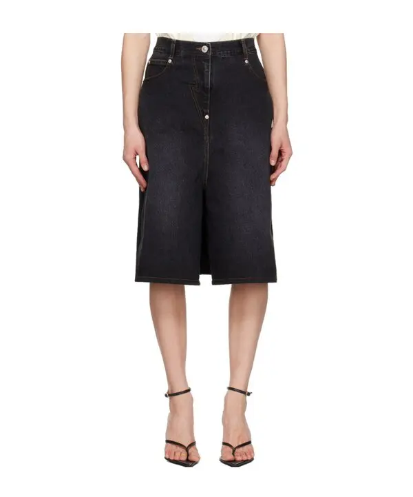 PUSHBUTTON Patchwork Skirt Pants - Black
