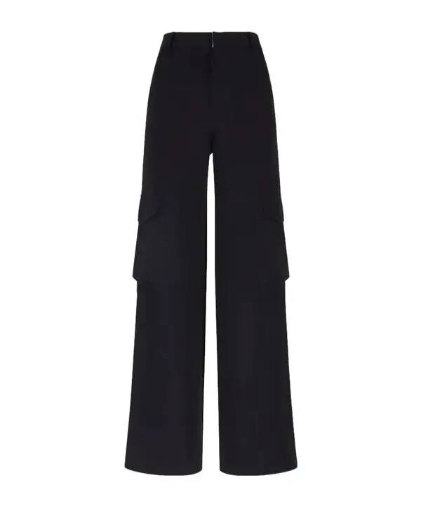 Gcds High-waisted Gabardine Cargo Trousers - Black