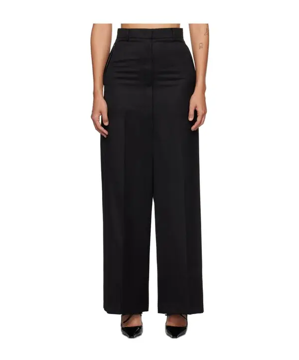 PUSHBUTTON Side-folded Wide-leg Casual Pants - Black