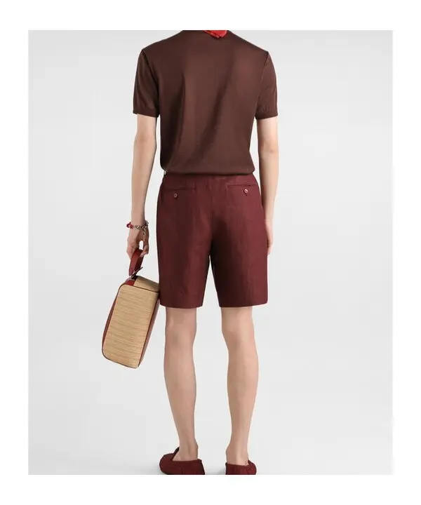 Dolce & Gabbana Tailored Linen Bermuda Shorts - Red