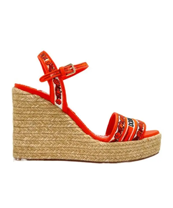 Dolce & Gabbana Wedge Espadrille Sandals With Printed Detail