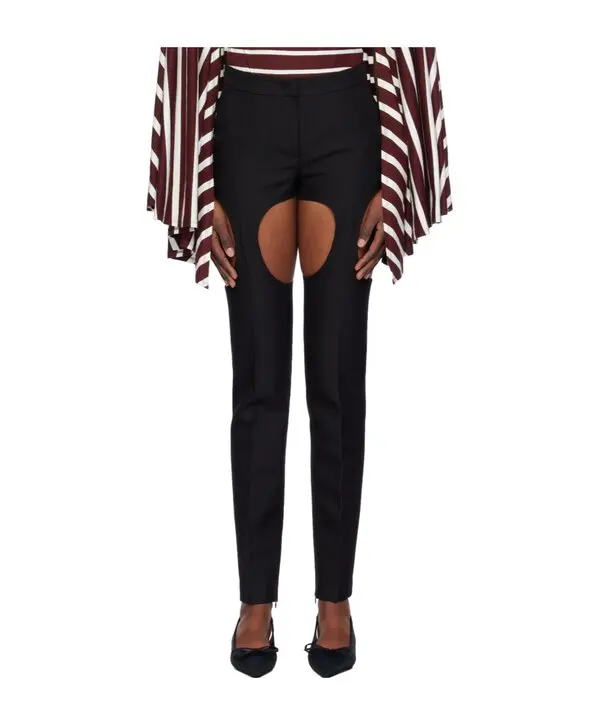 PUSHBUTTON Casual Pants With Cutout Design - Black