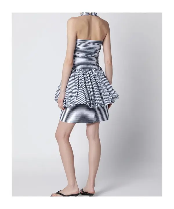 PATOU Striped Bubble Hem Mini Dress
