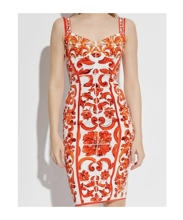 Dolce & Gabbana Majolica Printed Sleeveless Midi Dress
