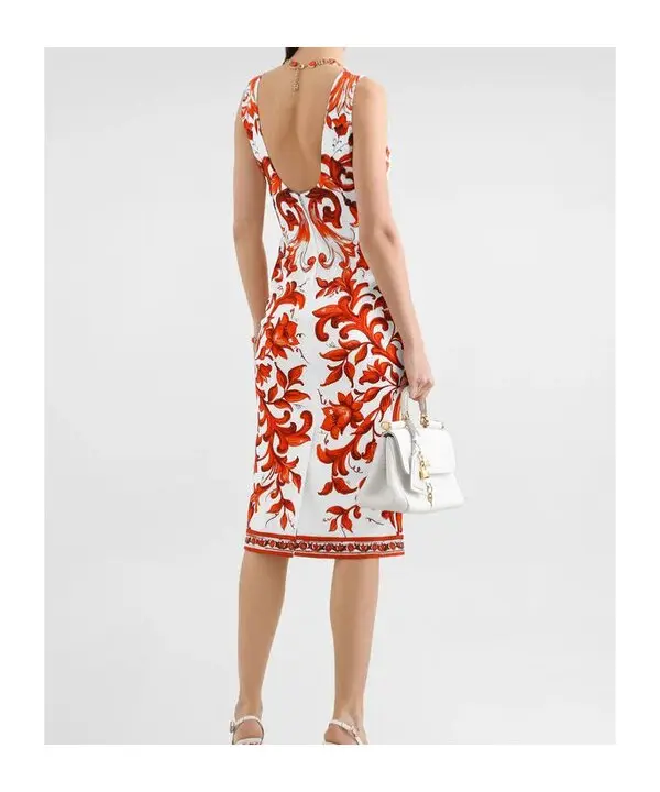 Dolce & Gabbana Majolica Printed Sleeveless Midi Dress