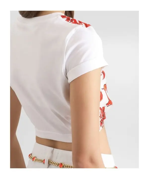 Dolce & Gabbana Majolica Print Tie-front Crop T-shirt - Multicolor