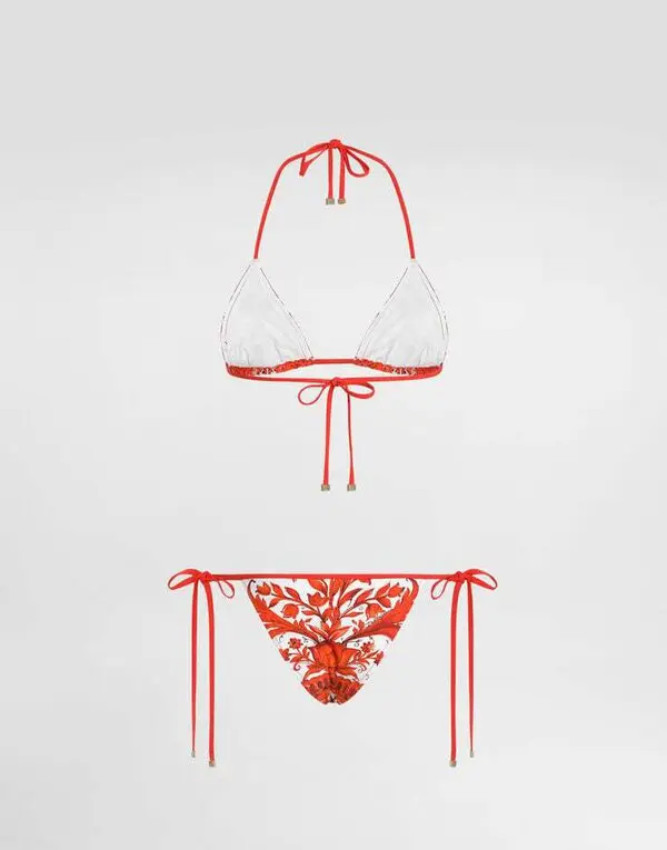 Dolce & Gabbana Majolica-printed Bikini Set - Red