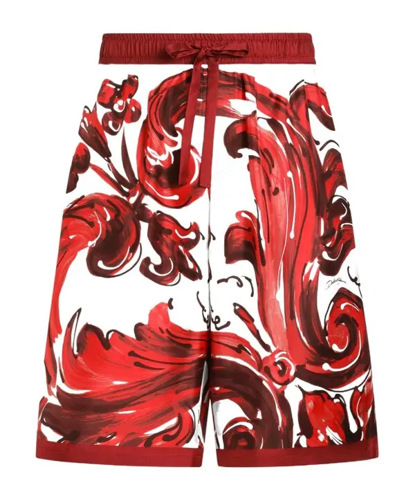 Dolce & Gabbana Majolica-printed Twill Bermuda Shorts - Red