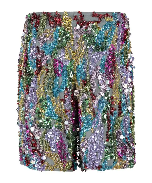 Dries Van Noten Embellished Sequin Drawstring Shorts