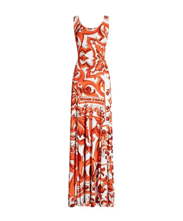 Dolce & Gabbana Majolica Print Sleeveless Maxi Dress