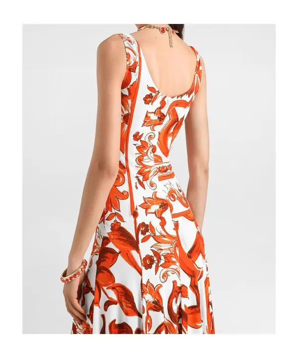 Dolce & Gabbana Majolica Print Sleeveless Maxi Dress