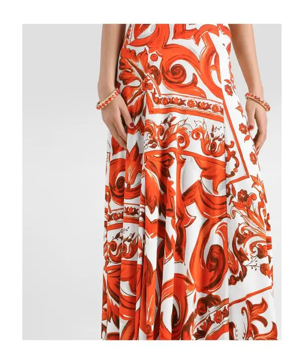 Dolce & Gabbana Majolica Print Sleeveless Maxi Dress