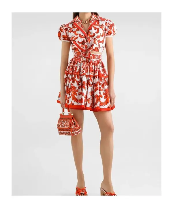 Dolce & Gabbana Majolica Print Cropped Shirt