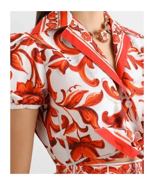 Dolce & Gabbana Majolica Print Cropped Shirt