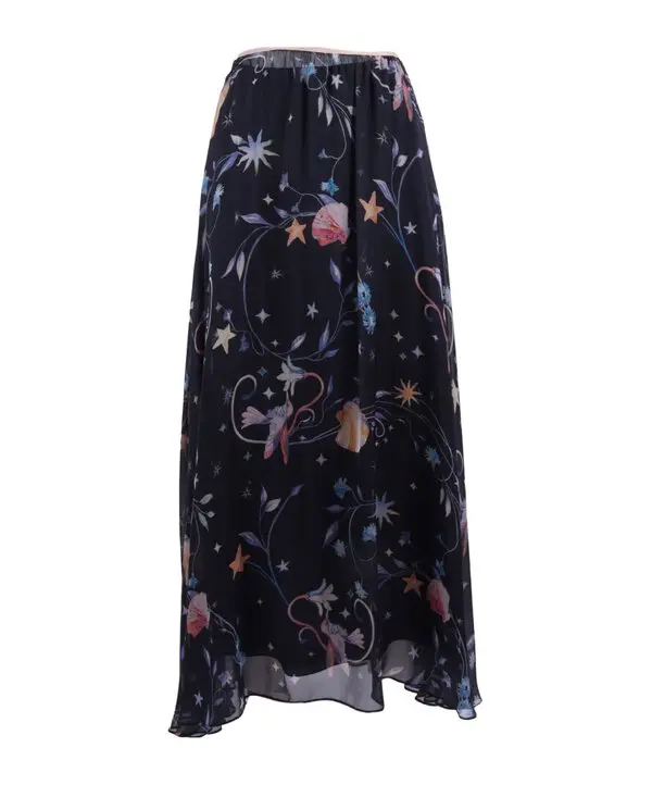 FORTE_FORTE Printed Midi Skirt - Black
