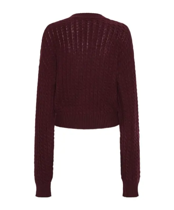 ROTATE BY BIRGER CHRISTENSEN Cable-knit Logo Patch Jumper - Dark Chocolate Brown