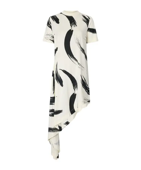Loulou De Saison Liya Abstract Print Asymmetric Dress - White