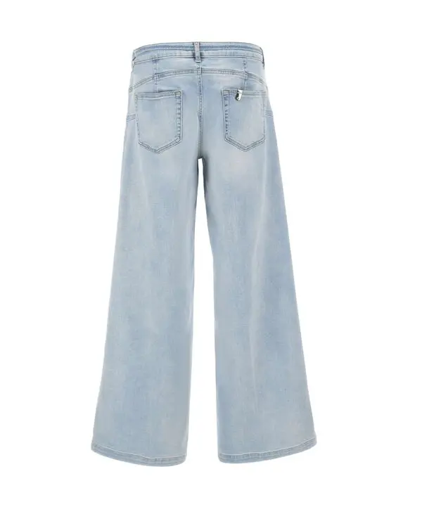 Liu Jo Wide-leg Jeans With Metal Buckle Detail - Gray