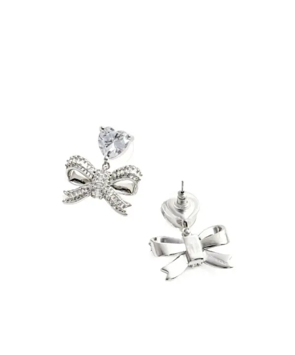 SELF-PORTRAIT Crystal Embellished Bowknot Dangle Earrings - White