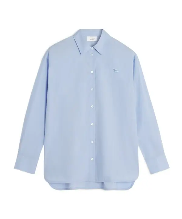 Maison Kitsuné Baby Fox Embroidered Poplin Shirt - Blue