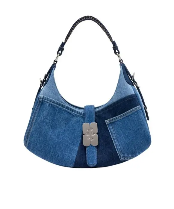 GANNI Small Kat Bag In Denim
