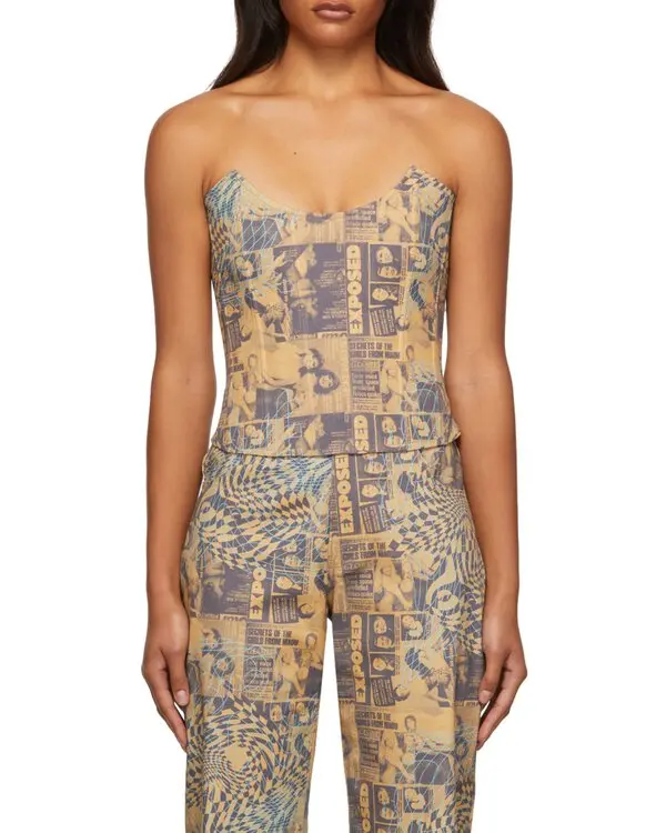 Miaou Newspaper Print Corset
