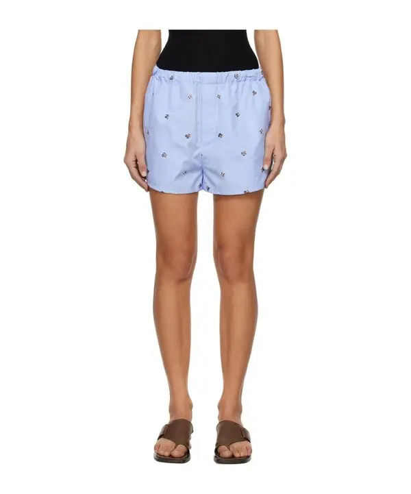 RIER Floral Pattern Shorts - Sky-blue