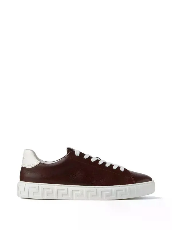 Versace Greca Leather Sneakers - Brown