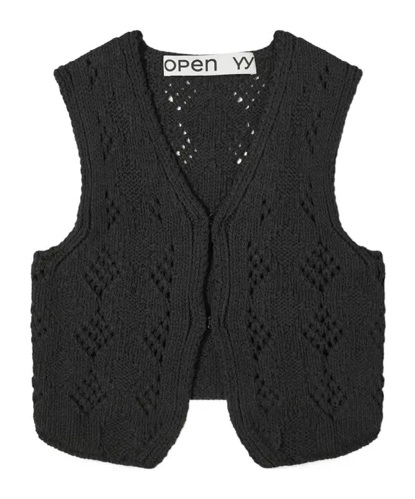 OPEN YY Argyle Mesh Vest - Black