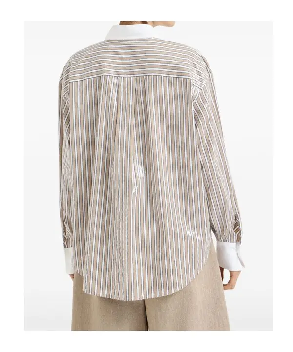 Brunello Cucinelli Striped Cotton Shirt With Sequins