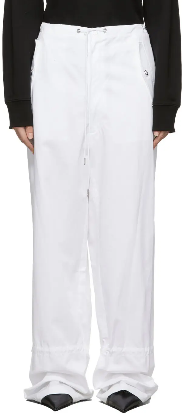 DION LEE Logo Straight Wide-leg Casual Pants - White