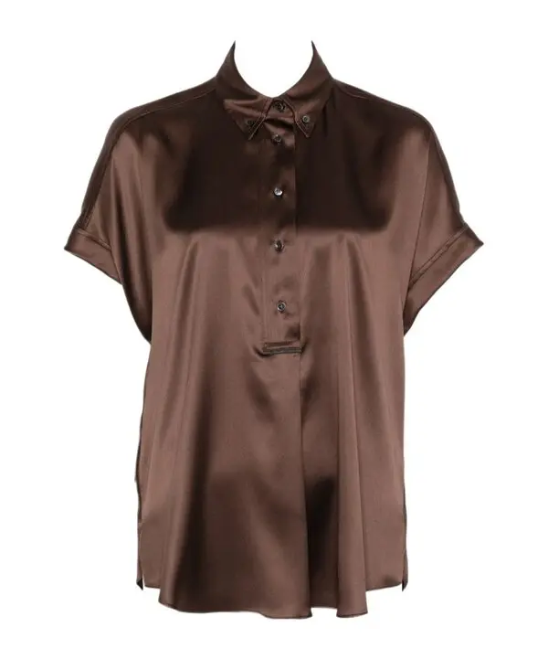 Brunello Cucinelli Short-sleeve Collared Blouse