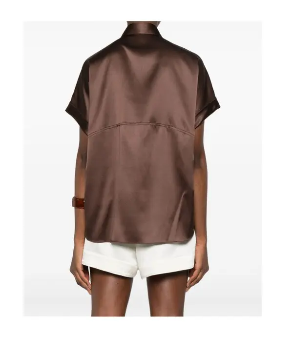 Brunello Cucinelli Short-sleeve Collared Blouse