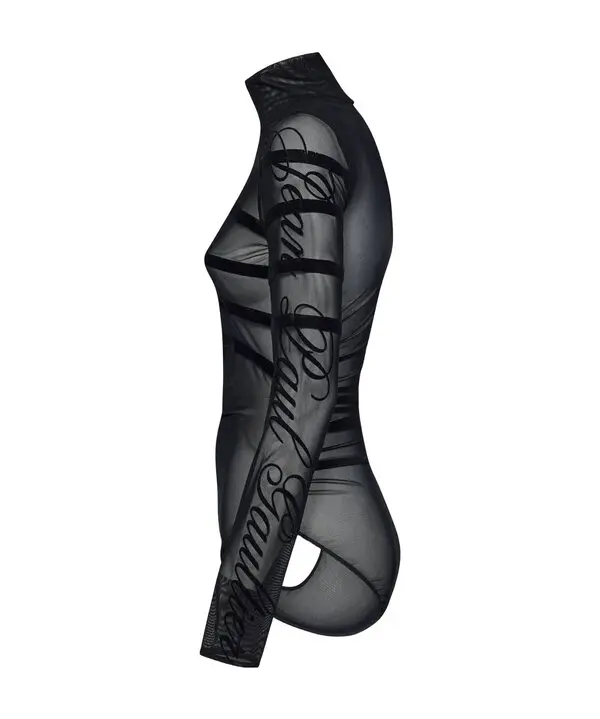 JEAN PAUL GAULTIER Striped Velvet Bodysuit