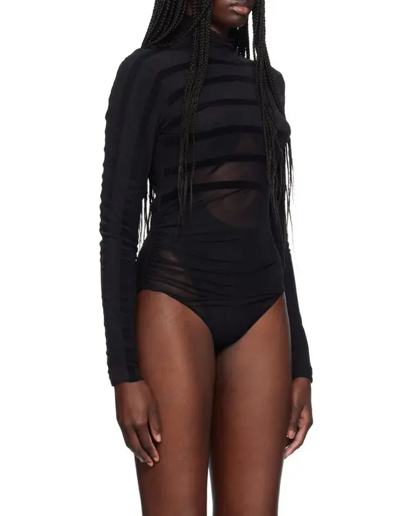JEAN PAUL GAULTIER Striped Velvet Bodysuit