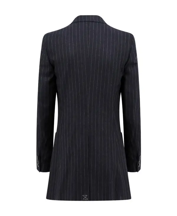 Dries Van Noten Fringes Detail Striped Buttoned Blazer