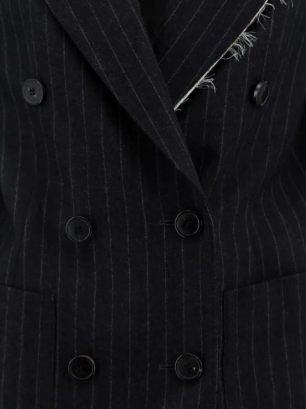 Dries Van Noten Fringes Detail Striped Buttoned Blazer