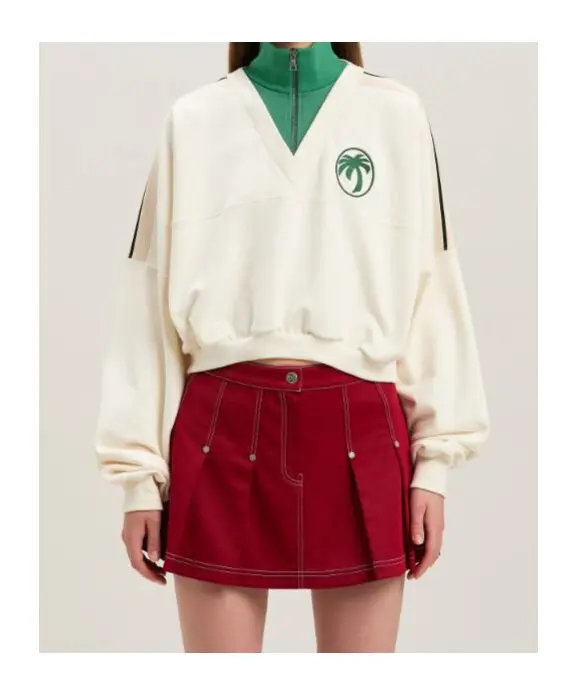 Palm Angels Oval Palm Zip-collar Sweatshirt