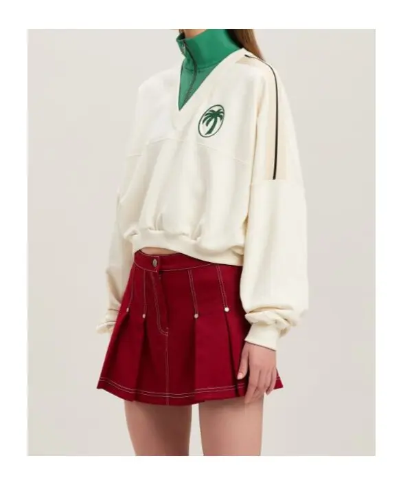 Palm Angels Oval Palm Zip-collar Sweatshirt