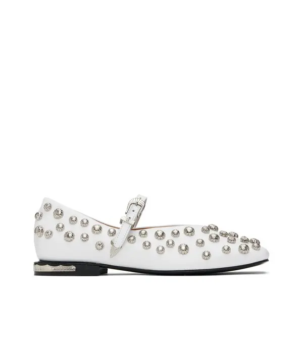Toga Ballerina Flats With Graphic Studs - White