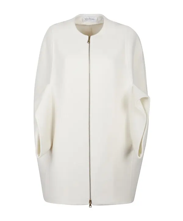 Max Mara Placido Zip-up Crewneck Coat - White