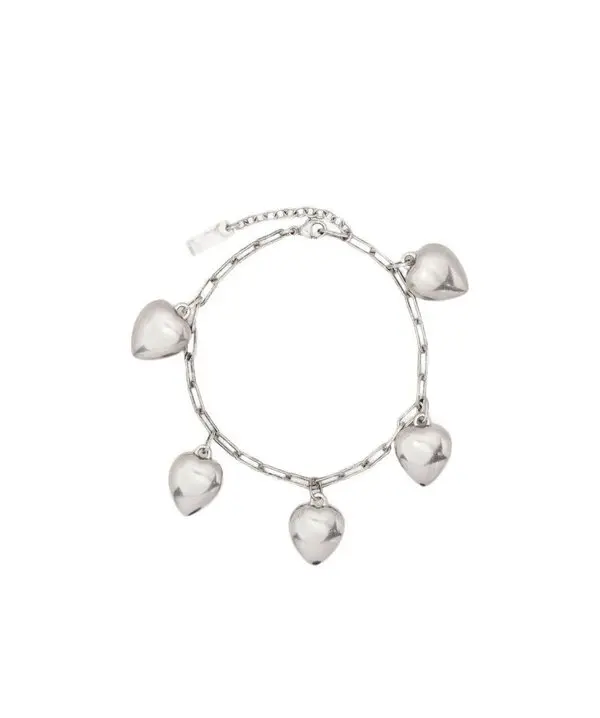 Saint Laurent Heart Pendant Chain Bracelet - White
