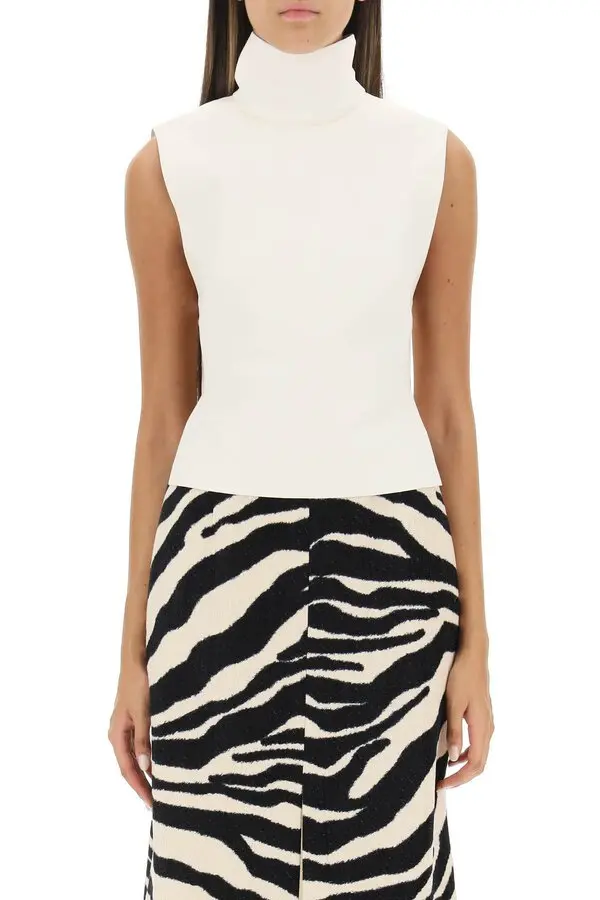 Dries Van Noten Sleeveless High-neck Logo Blouse