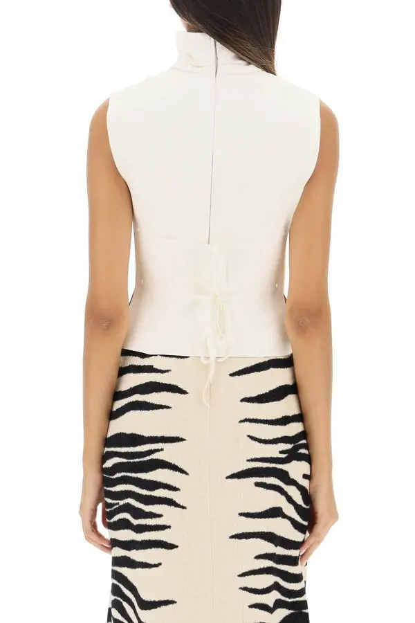 Dries Van Noten Sleeveless High-neck Logo Blouse
