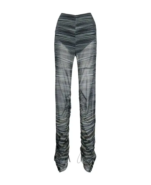 DION LEE Striped Semi-sheer Trousers - Black
