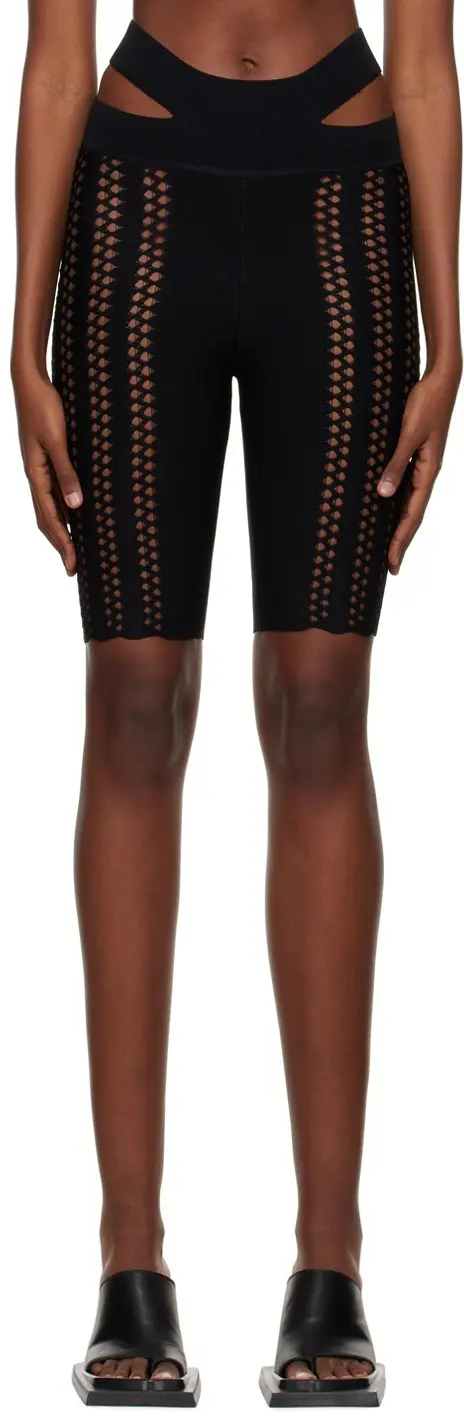 DION LEE Column Cut-out Biker Short - Black