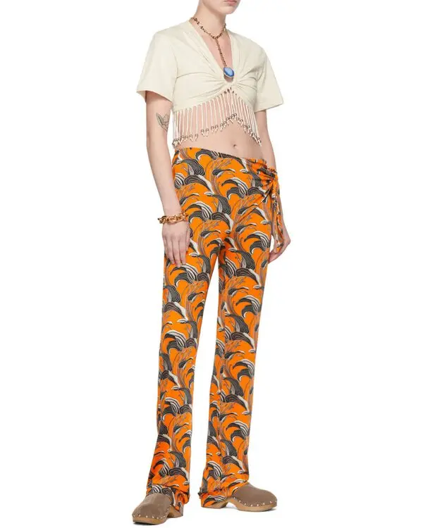 Rabanne Abstract Printed Tie-detailed Trousers
