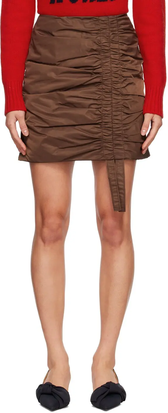 GANNI Ruched Nylon Mini Skirt